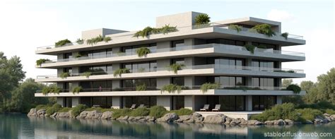 Modern Brutalist Hotel Render Stable Diffusion Online