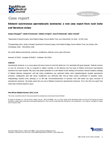 Pdf Bilateral Synchronous Spermatocytic Seminoma A Rare Case Report From Rural India And