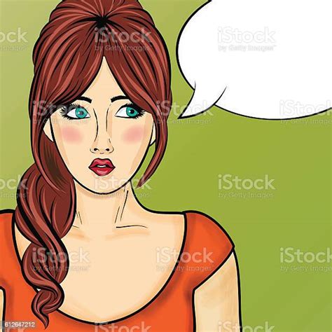 팝 아트 여자 연설 거품을 가진 만화 여자 놀라움에 대한 스톡 벡터 아트 및 기타 이미지 놀라움 대화 풍선 문자 기호