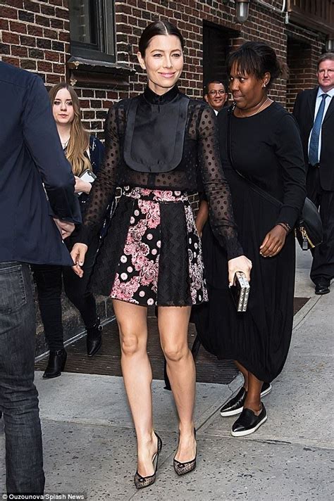 Jessica Biel Shows Off Legs In Mini Skirt As She Heads To Late Show
