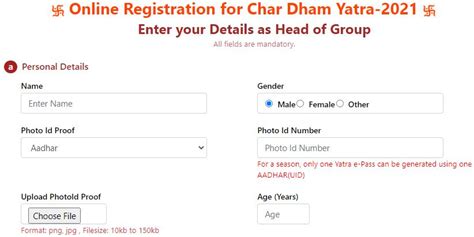 Registration Char Dham Yatra Registration 2022 E Pass Download