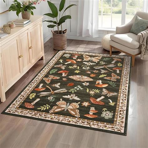 Mushroom 3x5 Area Rug Washable Non Slip Small Indoor Rugs