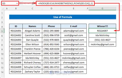 How To Randomly Select A Winner In Excel Easy Ways