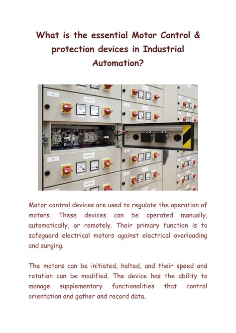 Ppt What Is The Essential Motor Control And Protection Devices In