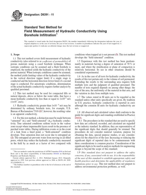 D6391 11 Standard Test Method For Field Measurement Of Hydraulic
