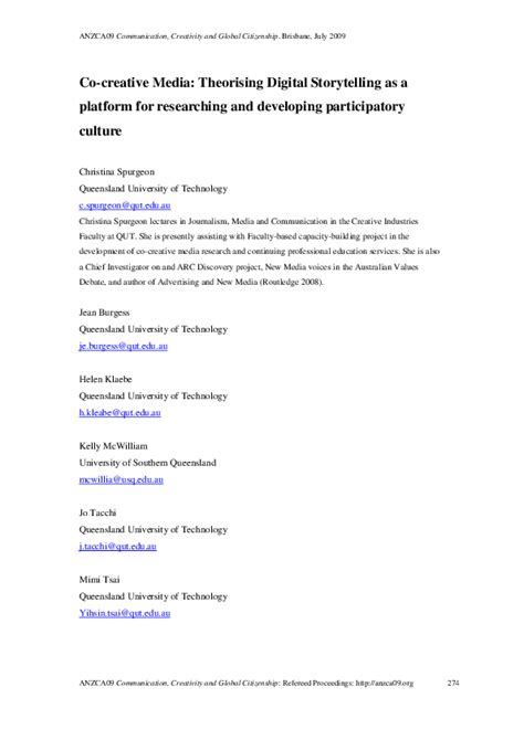 Pdf Co Creative Media Theorising Digital Storytelling As A Platform