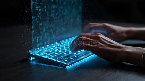 Neon Cyber Typing 4k Futuristic Keyboard For Tech And Gaming Ai Generated Stock Footage Video