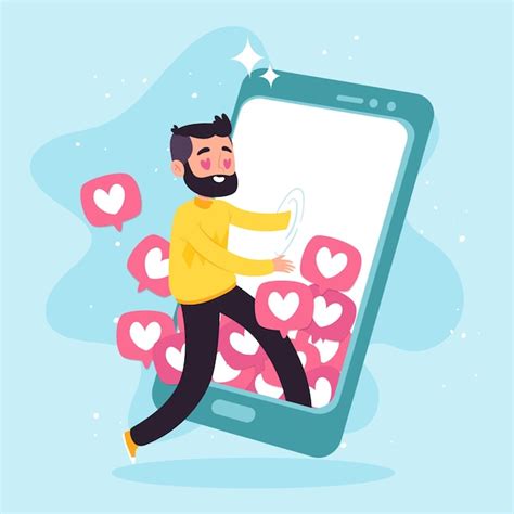Free Vector A Person Addicted To Social Media Concept