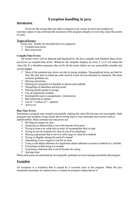 Exception Handling In Java Exception Handling In Java Introduction