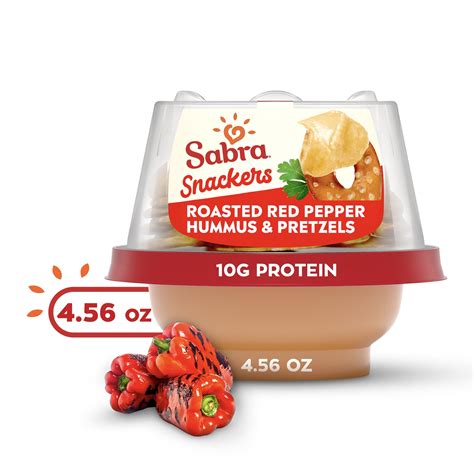 Sabra Snackers Roasted Red Pepper Hummus With Pretzels 456 Oz Plastic