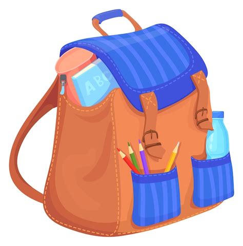 Sac à Dos Scolaire Plein De Fournitures Icône De Dessin Animé De Sac