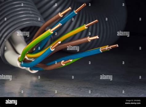 Copper Electric Power Cables Wire Used In Electrical Installation Stock