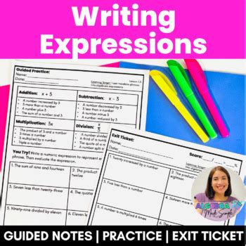 Translating Expressions Guided Notes With Practice Worksheet Exit Ticket Algebra