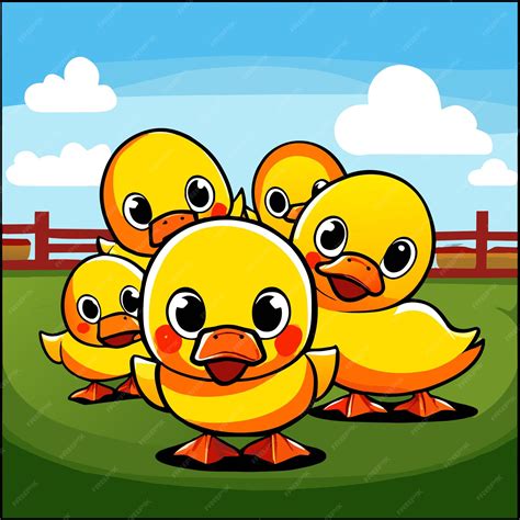 Premium Vector Poultry Farm Ducks Hand Drawn Flat Stylish Mascot