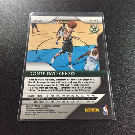 2018 19 Panini Prizm Mosaic Donte DiVincenzo Bucks Rookie Silver RC