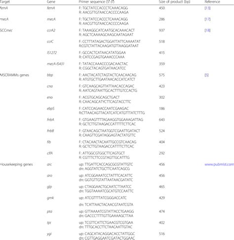 The Primers Of Genes Used In This Study Download Scientific Diagram