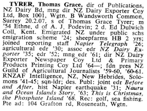 Tyrer Thomas Grace Biography 1971 Hawkes Bay Knowledge Bank