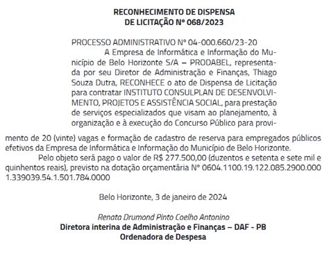 Concurso Prodabel Instituto Consulplan é A Banca