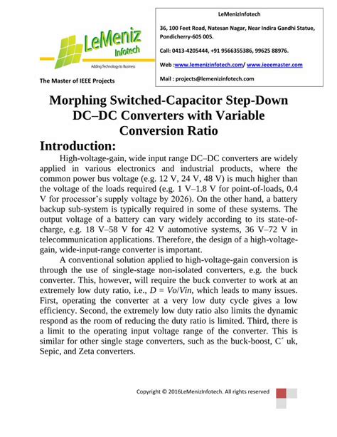 Pdf Morphing Switched Capacitor Step Down Dcdc Converters With