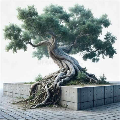 An Old Tree Growing Out Of Concrete Stock Image Image Of Hope Coexistence
