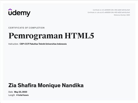 Zia Shafira On Linkedin I Just Finished Html 5 Programming Class By Udemy