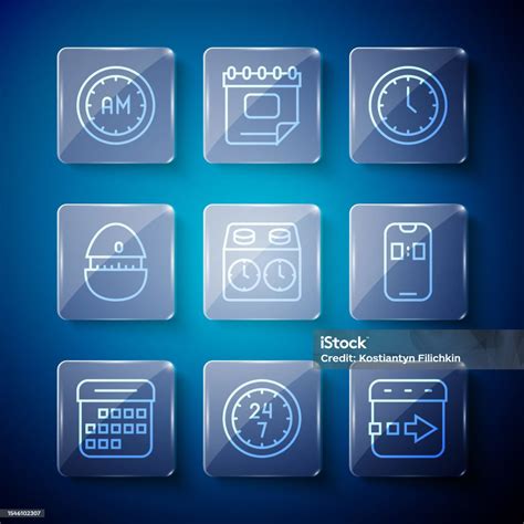 라인 캘린더 시계 24 시간 시계 체스 주방 타이머 아침 및 알람 앱 모바일 아이콘에 시간이 흐릅니다 벡터 2 위 상 종류에 대한 스톡 벡터 아트 및 기타 이미지 Istock