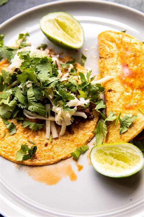 Crispy Cheese Chicken Tacos With Avocado Cilantro Sauce Half Baked