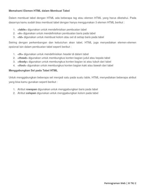 Tabel Html Pdf