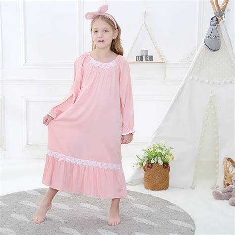 Girls Princess Nightdress 100 Cotton Long Sleeve Long Nightgowns For