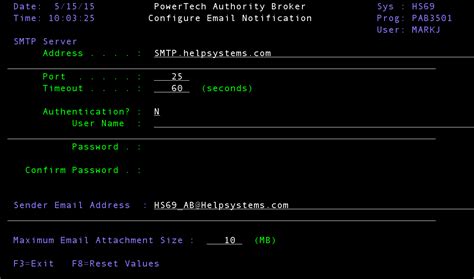 Configure Email Notification Screen
