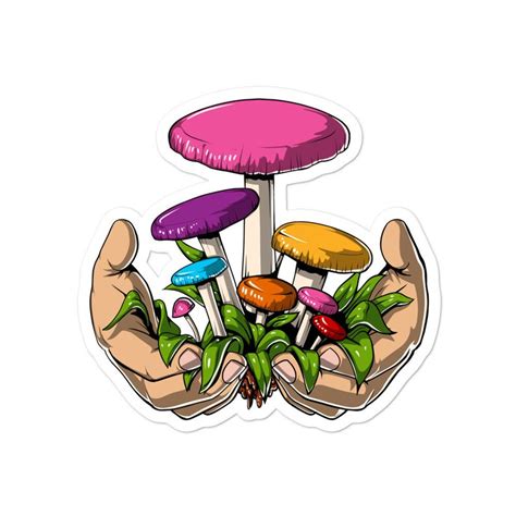 Magic Mushrooms Sticker Psychedelic Fungi Sticker Fantasy Etsy