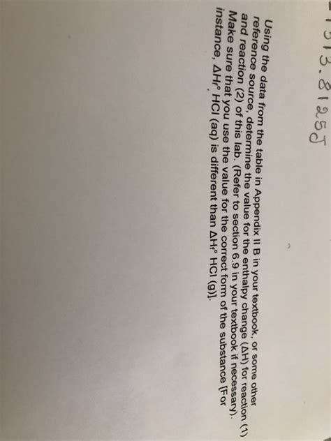 1513812 5δ Using The Data From The Table In Appendix