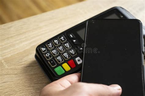 closeup of payment terminal with banking concept visible keypad stock image image of