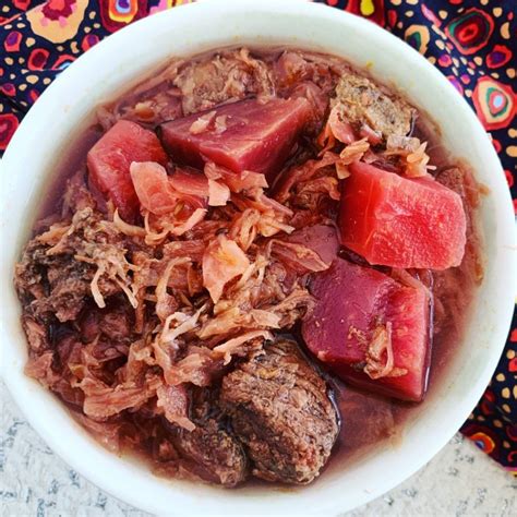 Sauerkraut Soup With Beets And Beef Coconut And Lime