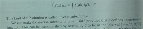 Integration By Inverse Substitution Some Necessary Condition S