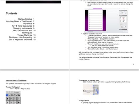 Sibelius Quick User Guide Teaching Resources