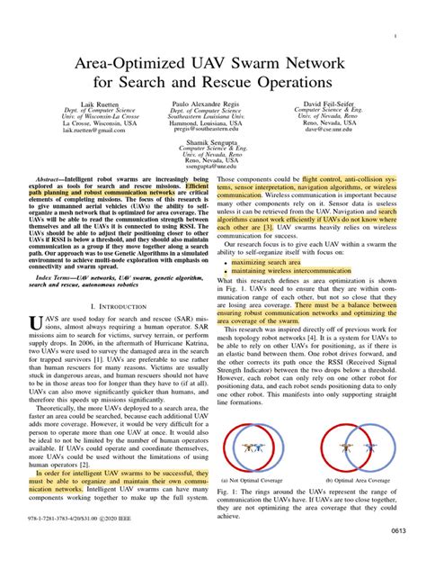 Area Optimized Uav Swarm Network Pdf Unmanned Aerial Vehicle Matrix Mathematics