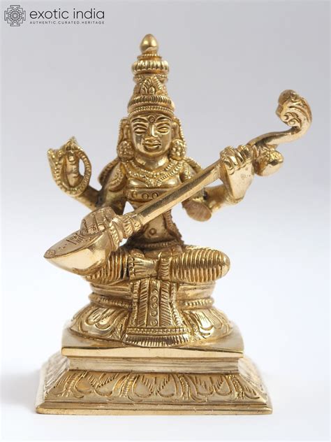 4 Small Devi Saraswati Brass Statue Etsy