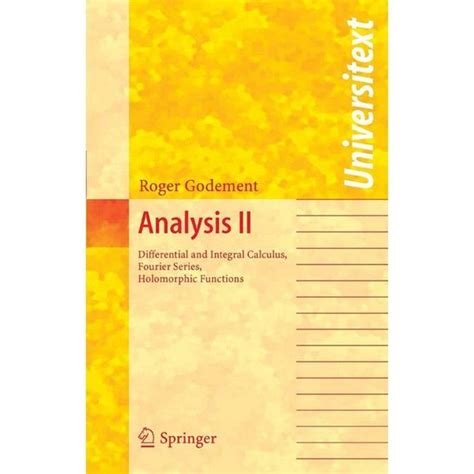 Analysis Ii Differential And Integral Calculus Fourier Series