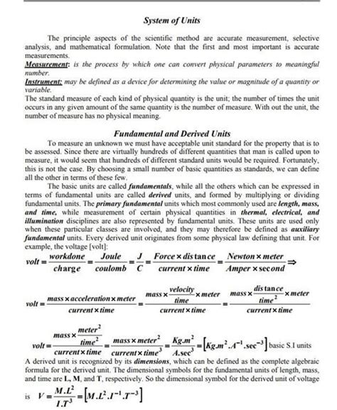 CBSE Class Physics Revision Notes Chapter Units And Measurement