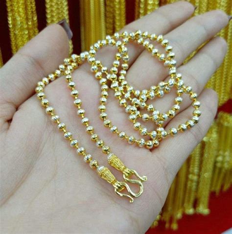 สร้อย2กษัตริย์ สีทองคำขาว ลายเม็ดมะยมเงิน ก้านทอง ขนาด2 5มิล หนัก1บาท