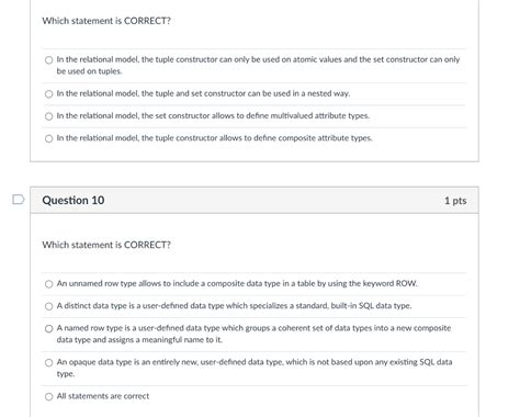 Solved Which Statement Is Correct In The Relational Model