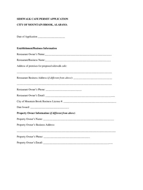 Fillable Online Revocable Sidewalk Cafe Permit Application Fax Email