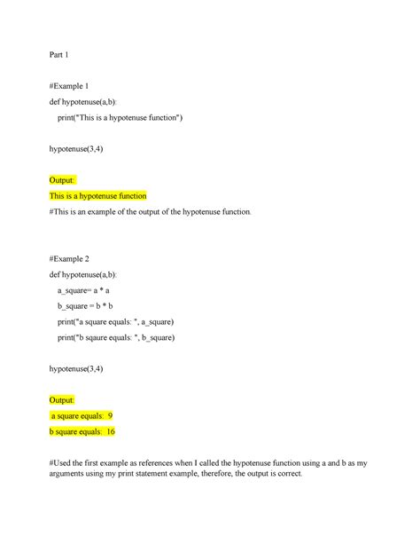 CS1101 Learning Journal Unit 4 Part 1 Example 1 Def Hypotenuse A B