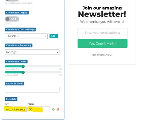 The Box Auto Close Change Page App Digioh Help Docs