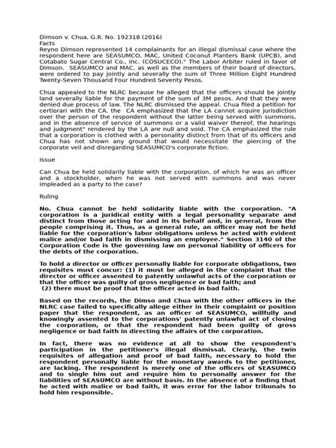 Dimson Vdigest Pdf Piercing The Corporate Veil Corporations