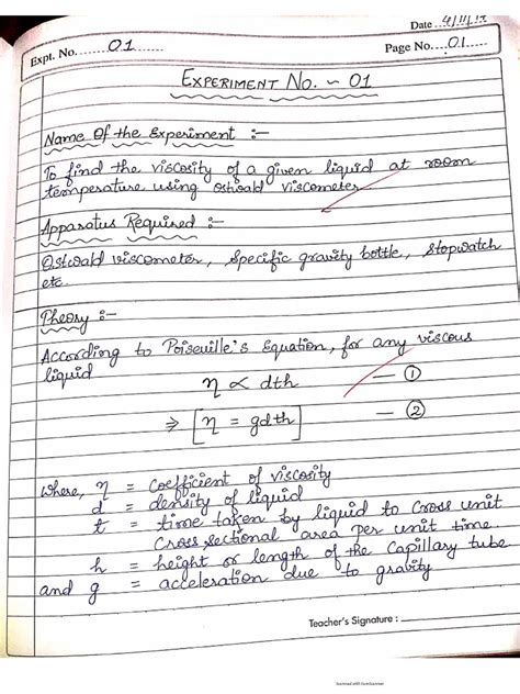 Determination Of Viscosity Of Liquid At Room Temperature Using Ostwald