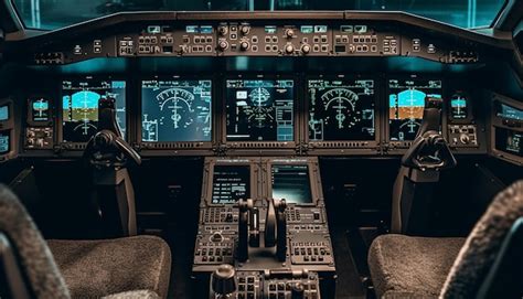 Premium Photo Illuminated Dashboard Controls Speed And Direction Of Commercial Airplane