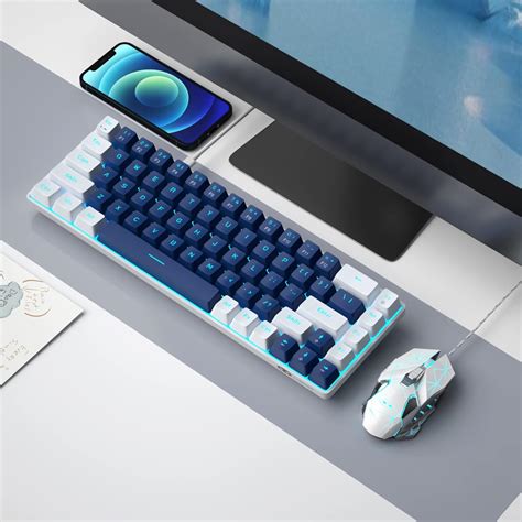 Magegee 휴대용 60 기계식 게임 키보드 Mk Box Led 백라이트 콤팩트 68개 키 미니 유선 사무용 Windows