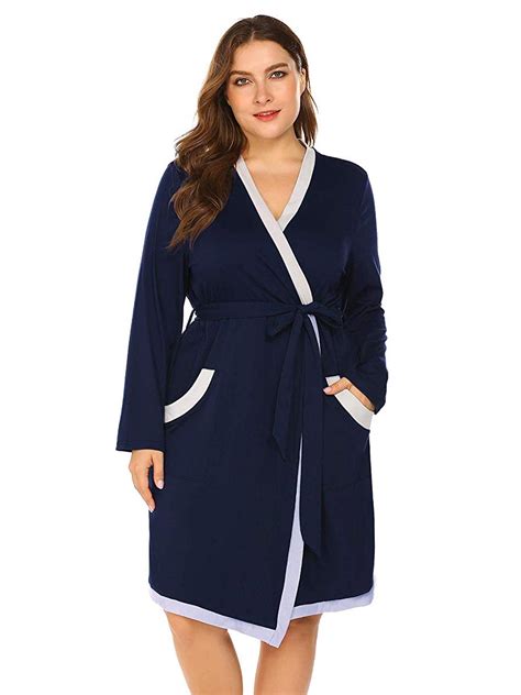 Womens Plus Size Spa Bathrobe Long Soft Kimono Robe Loungewear